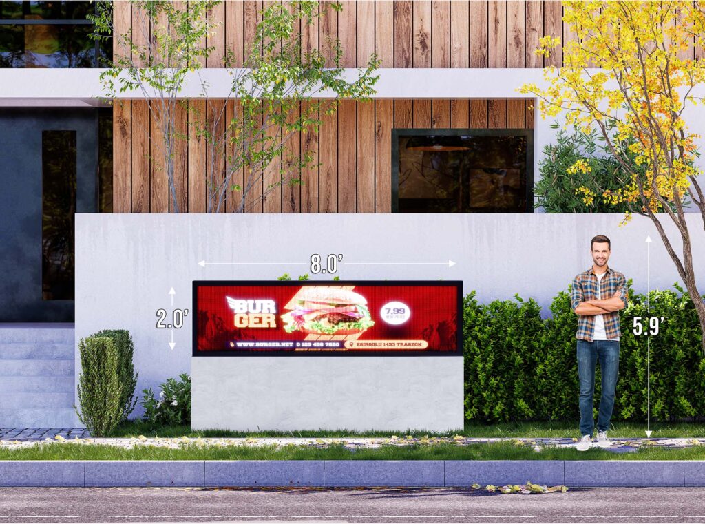 Double Sided 2x8 Outdoor LED Sign - Full Color 5K-6mm Resolution