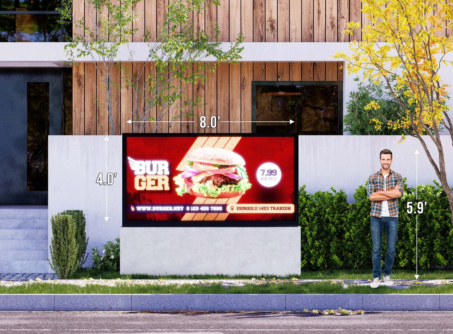 Double Sided 4x8 Outdoor LED Sign - 6mm Resolution